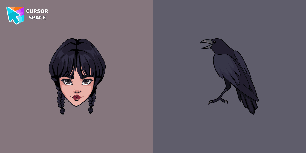 Wednesday Addams And Crow Cursor - Cursor Pack | Cursor Space